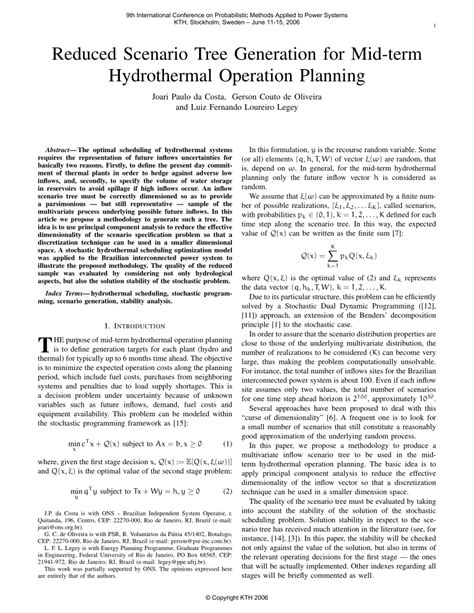 pdf reduced scenario tree generation for mid term hydrothermal