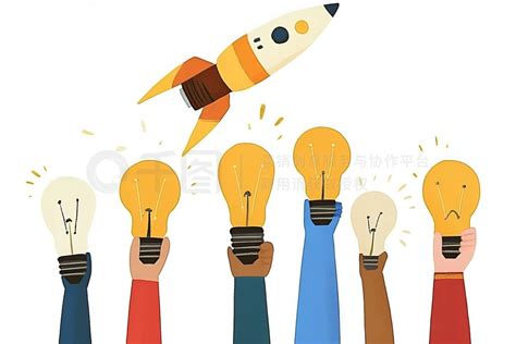 灯泡ai数字艺术 Idea卡通简约风七只手握发光灯泡创意创新场景插画 Ai平面元素免费下载png格式4032像素编号71768051 千图网