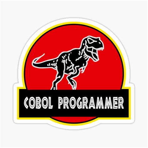 Jurassic Cobol Programmer Dinosaur Sticker For Sale By Penpixelart Redbubble
