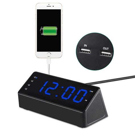 Home Desk Digital Stand Table Time Clock Fm Snooze Led Dual Usb Alarm