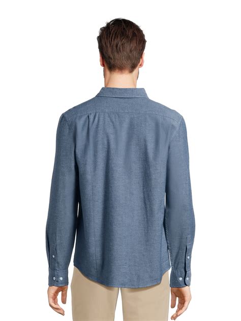 George Mens And Big Mens Long Sleeve Poplin Button Up Shirt Sizes S