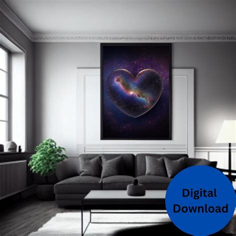 Heart Shaped Globe In Gaxaly Printable Wall Art Etsy