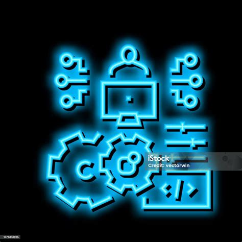 Development Erp Software Neon Glow Icon Illustration Stock Illustration Download Image Now