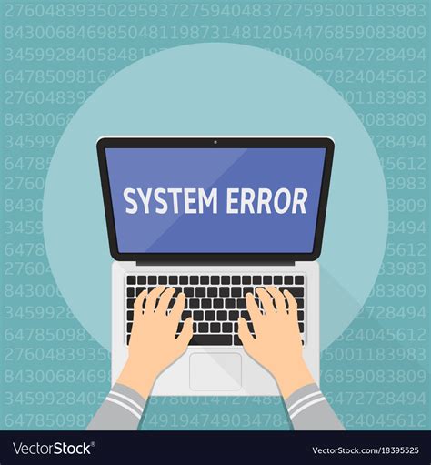 Concept Computer System Error Hands On Laptop Vector Image