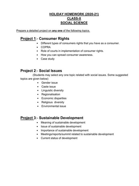 Class 10 Sst Project Guidelines Pdf Sustainable Development