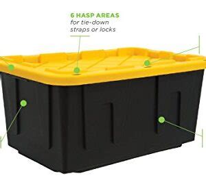 HOMZ 27 Gallon Durabilt Tough Storage Container Black Base Yellow Lid