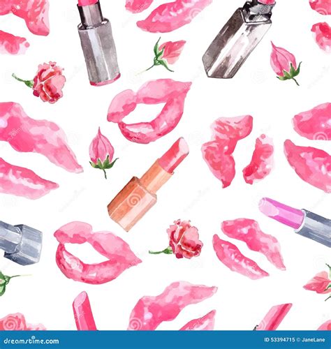 Seamless Pattern With A Lipstick Kiss Prints Stock Vector