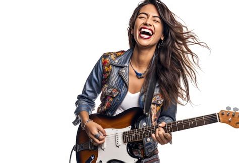 Guitarrista Femenina Aislada Foto Premium