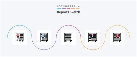 Reports Sketch Line Filled Flat 5 Icon Pack Including Page Data Paper Report Document
