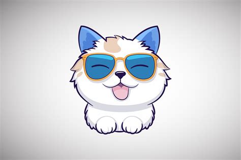 A Cute Happy Cat Wearing Sunglasses Graphic By Ghagra · Creative Fabrica