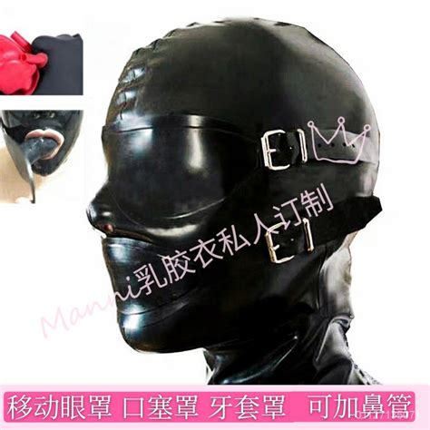Maskmannilatex Head Cover Mobile Eye Mask Muzzles Nasal Tube Ball Gag