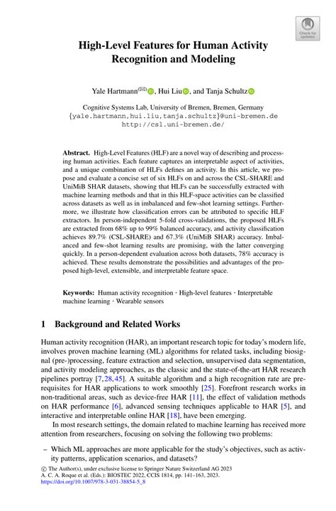 Pdf High Level Features For Human Activity Recognition And Modeling