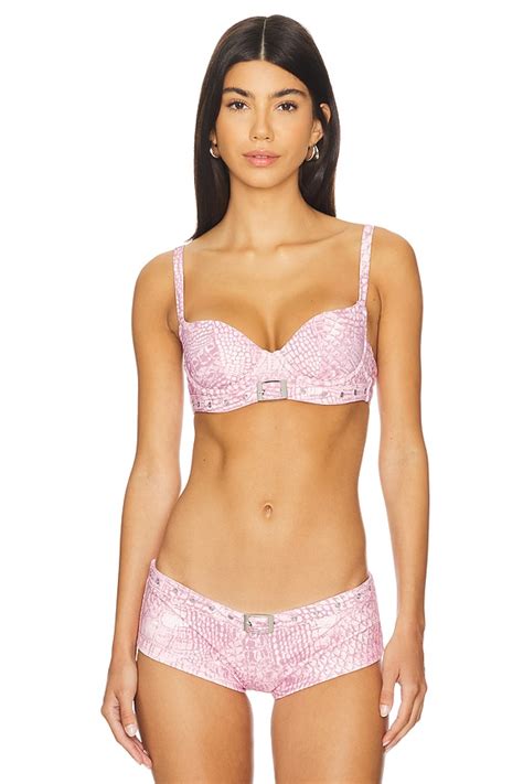 Iamgia Pedra Bikini Top In Pink Croc Revolve