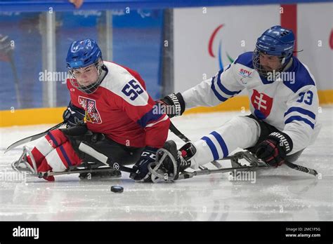 Czech Republic S Filip Vesely Left Battles For The Puck Against