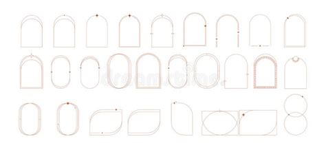 Modern Minimalist Aesthetic Linear Frames Arcs Stars And Elements Stock Vector Illustration