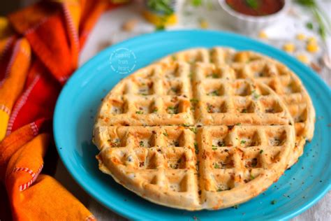 Eggless Savory Corn Cheese Waffles Cooking From Heart