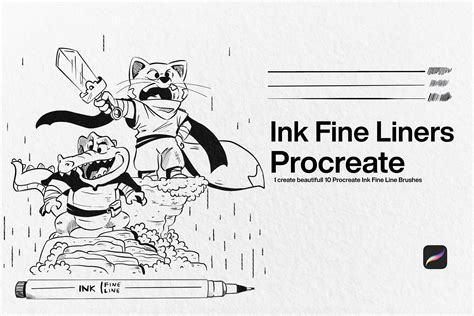 10 Ink Fine Liner Brushes Procreate Brushes ~ Creative Market