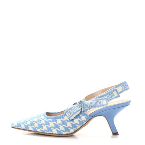 Christian Dior Micro Pdp Cotton Houndstooth Jadior Slingback 65mm Pumps 37 Cornflower 1270255