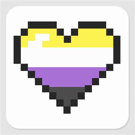 Non Binary Pride Flag Pixel Heart Sticker Zazzle Pixel Art Pattern