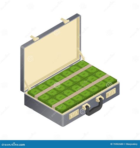 Suitcase With Money Isometric Case With Cash Suitcase With Dollars