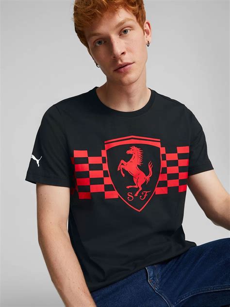 Buy Men Black Scuderia Ferrari Race Tonal Shield T Shirt From Fancode Shop