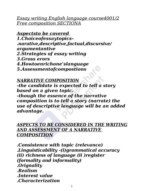 Composition Marking Pdf Essays English Language