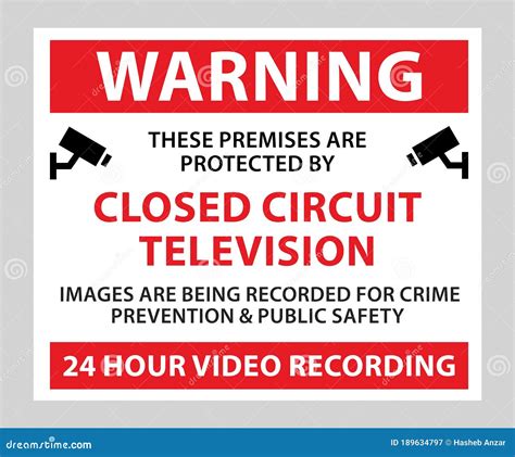 Warning Security Notice Under Surveillance Sign Caution Cctv Camera In