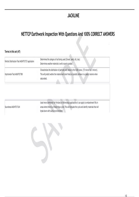 Nettcp Earthwork Inspection With Questions And 100 Correct Answers