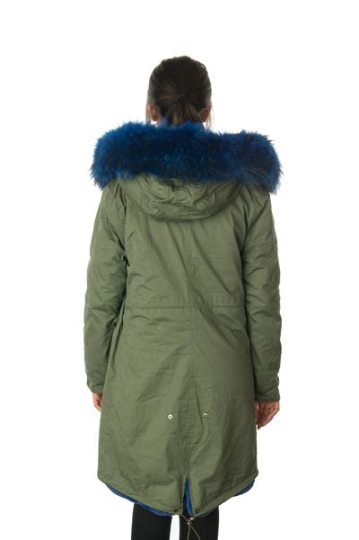 Stonetail Womens Blue Fur Parka Coat