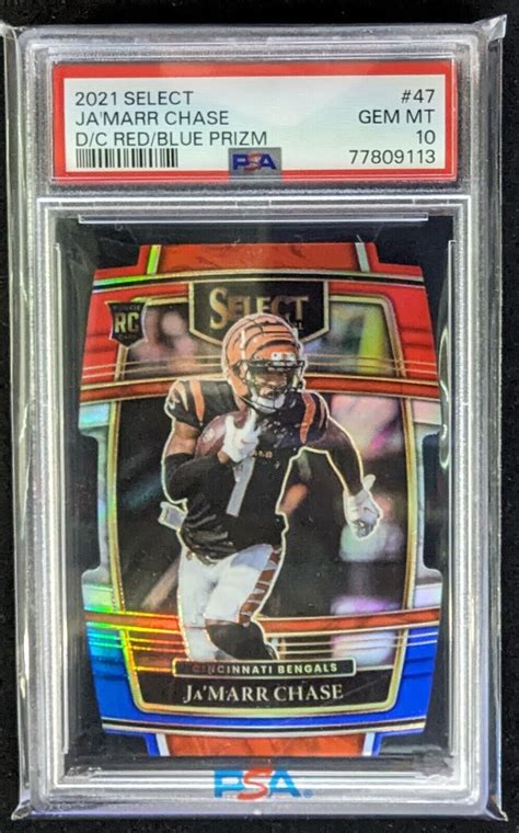 Jamarr Chase 2021 Select 47 Concourse Red And Blue Die Cut Psa 10 Price
