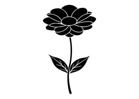 Wild Flower Outline And Single Flower Silhouette Perfect For Botanical