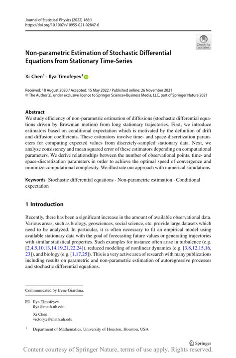 non parametric estimation of stochastic differential equations from