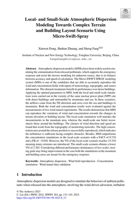 Pdf Local And Small Scale Atmospheric Dispersion Modeling Towards