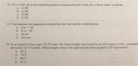 Solved If A For A Two Tailed Hypothesis Testing Chegg