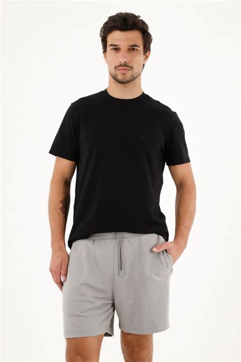 Bermuda Con Pretina Elástica Gris Para Hombre