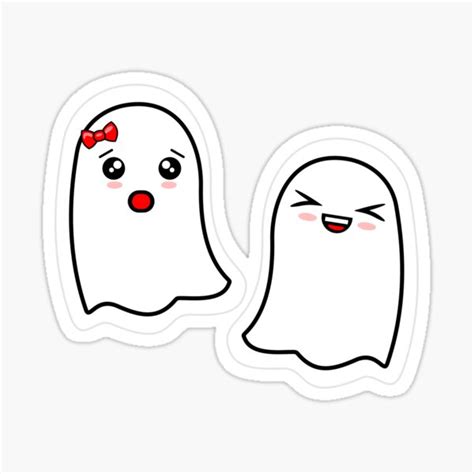 Kawaii Duo Cute Ghost Sticker For Sale By Mrro2000 Redbubble