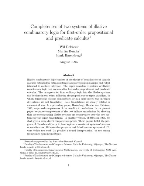 PDF Completeness Of Two Systems Of Illative Combinatory Logic For