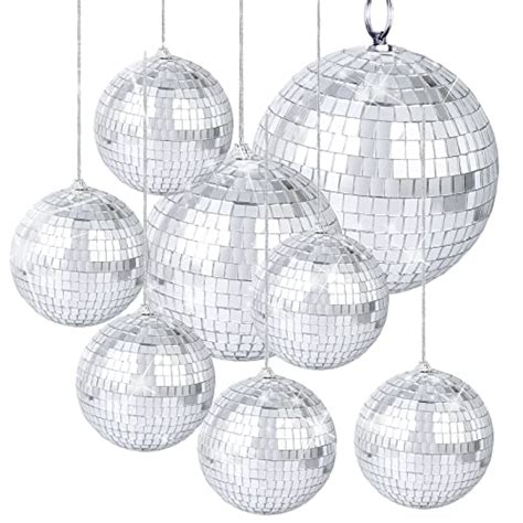 8 Pieces Mirror Disco Ball Glass Mirror Reflective Silver Ball