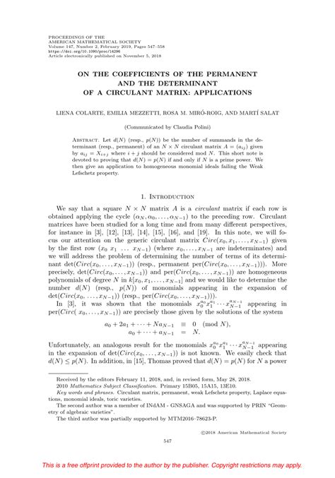 pdf on the coefficients of the permanent and the determinant of a