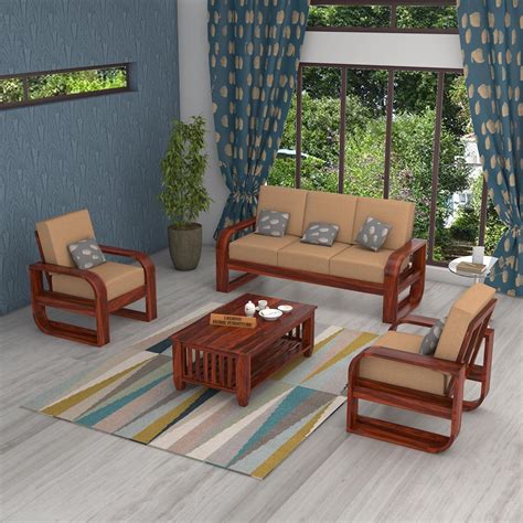 LEGEND HOME FURNITURE Sheesham Solid Wood Seater Sofa Set Without Centre Table Pelow For