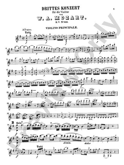 Mozart Violin Concerto No 3 In G Major K216 Violin Book Wolfgang