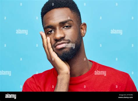 American Man Face Black Guy American African Fashion Red Model Blue