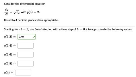 Solved Starting From T Use Euler S Method With A Time Chegg