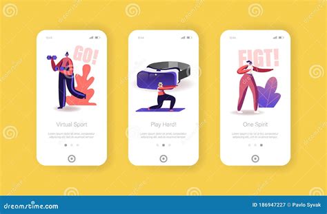 Virtual Reality Technology For Sports Workout Mobile App Page Onboard Screen Template Tiny