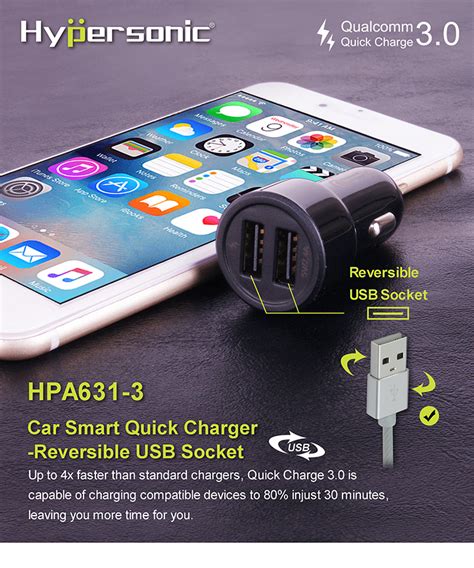 Car Reversal USB QC Charger HPA Car Accessories And Gadget Manufacture WholesalesHYPERSONIC