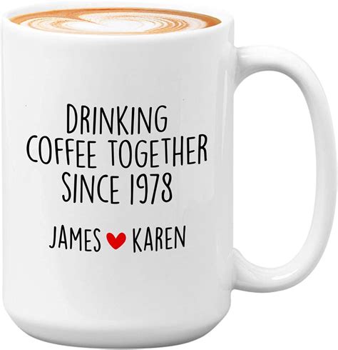 Anniversary Coffee Mug Drinking Coffee Together Since Customize Name