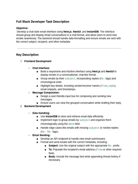 Full Stack Developer Task Description Pdf Metadata Computer