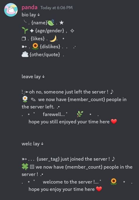 Discord Welcome Message Template