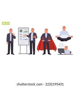 Businessman Character Manager Various Person Shows Stock Vector