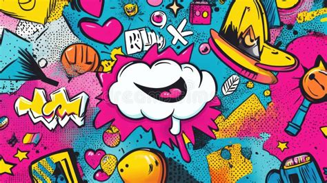 Whimsical Doodles With Energetic Speech Bubbles And Vibrant Sound Effects Create A Lively